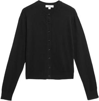 Marks and Spencer Cardigan &agrave; col Rond et Fermeture Avant boutonn&eacute;e Noir Femmes UK 14 (EU 42)