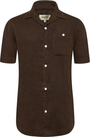 Woolrich St&uuml;ckgef&auml;rbtes Kurzarmhemd aus Leinen mit Brusttasche, Regular in