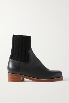 Gabriela Hearst Hobbes Chelsea Boots Aus Leder Mit Geripptem Kaschmirbesatz - Schwarz