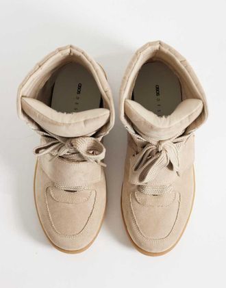Asos Damson - Baskets compens&eacute;es dissimul&eacute;es en su&eacute;dine - Taupe-Neutral
