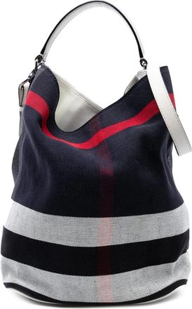 Burberry Hobo Bags - Medium Mega Check Canvas Ashby Bucket Bag - Gr. unisize - in Blau - f&uuml;r Damen