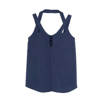 Emporio Armani Femme, Blouses et Chemises, Bleu, Taille: 38 FR Top &agrave; col en V