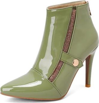 Generic Vert,40 EU,Bottines à Fermeture éclair Tendance pour Femmes, Bout Pointu, Talons Aiguilles, Bottines dautomne, Fermeture éclair au Dos, Chaussures hab