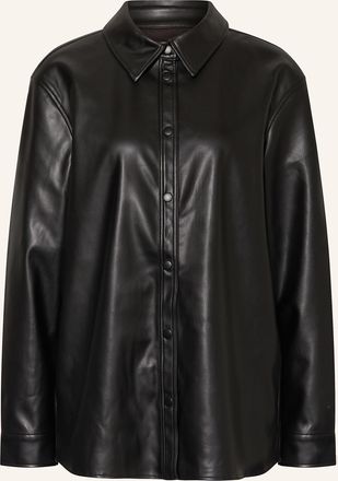 Only Overshirt In Lederoptik schwarz