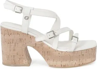 Guess Femme, Chaussures, Beige, Taille: 40 EU Sandales à Talons Hauts en Cuir Beige