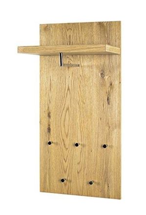 Haku M&ouml;bel Wandgarderobe chrom, eiche, MDF, Metall, Wabenplatte Echtholzfurnier - Ma&szlig;e: B 49 cm x H 100 cm x T 31 cm, Style: Modern
