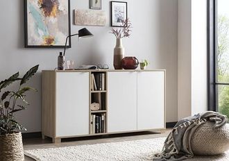 Schildmeyer Sideboard Anouk, 701768, Eiche hell Dekor/kreidewei&szlig;, 144,5 x 39 x 78,1 cm