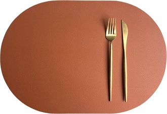 Railonch Tischsets Abwischbar, Leder Kunstleder Platzset Zweifarbig Wasserdicht Platzdecken mit Untersetzer &uuml;r Hause K&uuml;che Restaurant (Braun/Schwarz,4 St&uuml;ck)