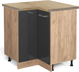 Vicco Eckunterschrank R-Line, Anthrazit Hochglanz/Goldkraft Eiche, 75.6 cm, AP Eiche