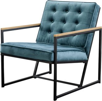 KAWOLA Sessel Arly - Designer Loungesessel Wohnzimmer - Samtbezug Retro Clubsessel - Metallgestell, Petrol, Samt