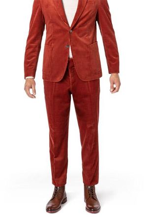 HUGO BOSS Herren Bundfaltenhose braun Cord