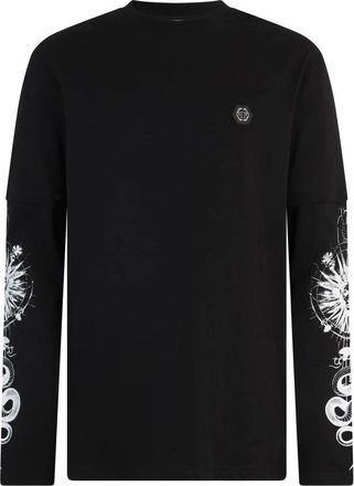 Philipp Plein Homme, Tops, Noir, Taille: XL T-shirt Col Rond MC Tattoo