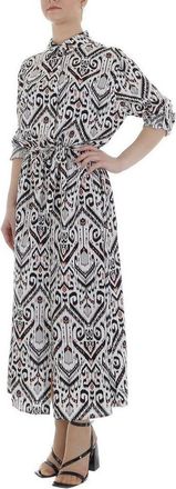 Ital-Design Maxikleid Damen Freizeit (85885247) Ornamente Blusenkleid in Schwarz