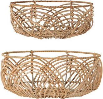 Bloomingville Anton 2er Set Brotkorb aus Rattan in der Farbe Natur,10x12 cm, 12x30 cm, 82048631