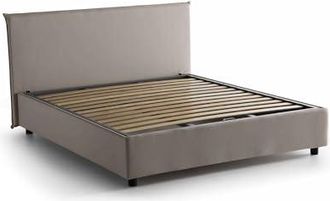Talamo Italia Doppelbett Azue, Bettkasten aus Stoff, Öffnung vorne, geeignet für Matratze 140x190 cm, 100 % Made in Italy, taubenGrau