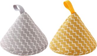 Milisten 2 St&uuml;ck Topfgriffbez&uuml;ge aus W&auml;rmeisolierender Baumwolle Dreieckige Hitzebest&auml;ndige Topflappen mit Verbr&uuml;hungsschutz Passend f&uuml;r K&uuml;chen und Kochgeschir