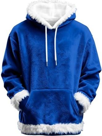 Generic Sweat &agrave; capuche de No&euml;l pour femme et homme - Couverture thermique surdimensionn&eacute;e avec bordure en fausse fourrure - Pull de No&euml;l en polaire moelleuse