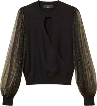 Twinset Pull en maille &agrave; col rond - Femme - Pulls - Noir - Taille: 38 FR