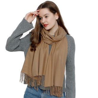 DonDon Schal Damen Winter Wollschal Winterschal warm weich 185 x 65 cm khaki sandfarben