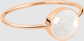 Ginette NY Bague Mini Pixie Ever Disc Pierre de Lune Blanche Or Rose