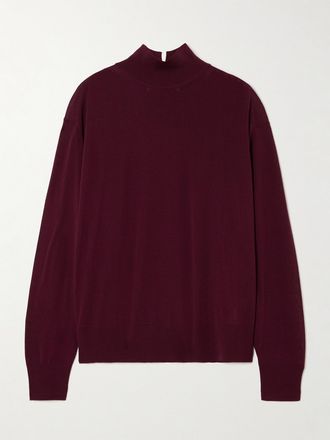Another Tomorrow Wollpullover Mit Stehkragen - Burgunder