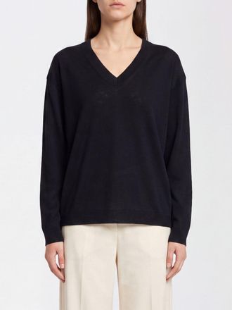 Semicouture Pullover aus reiner Schurwolle mit V-Ausschnitt und &uuml;berschnittenen Schultern