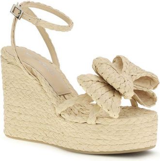 Mach & Mach Womens Beige Raffia Wedge Sandals