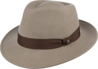 Lierys City Filzhut Wollfilzhut Damen Herren Wasserabweisend Packable Bogarthut Fedora Sommer Winter beige XL (60-61 cm)