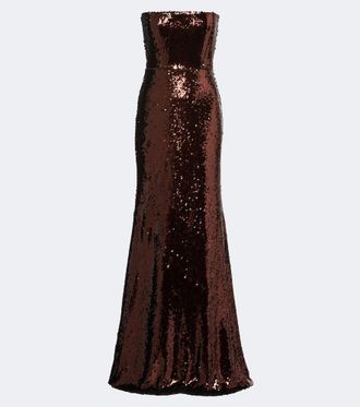 Alex Perry Robe longue bustier &agrave; sequins