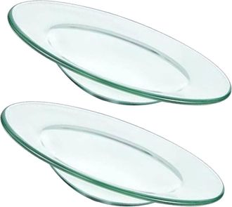 Valiclud 2 Stück Ersatzglas Duftlampe Transparent Aromatherapie Wachswärmer Schale Rund Aromawärmer Ersatzschale für Ätherische Öle Wachsschmelzer Diffusor Zub