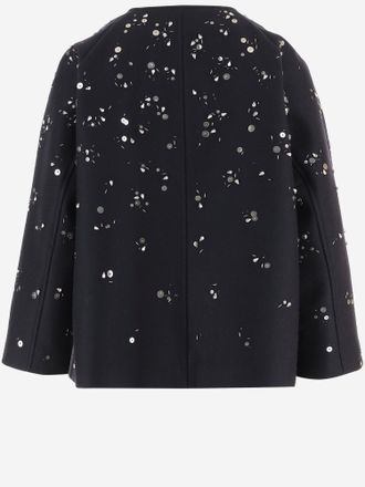 Jil Sander Womens Virgin Wool Jacket With Metal Details Navy