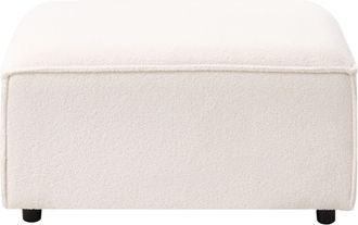 Beliani Ottomane Boucl&eacute; cremewei&szlig; quadratisch Fu&szlig;hocker mit niedrigen Beinen Ardal