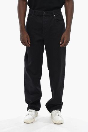 Saint Laurent Straight-Leg Jeans with 23cm Leather Patch Saint Laurent