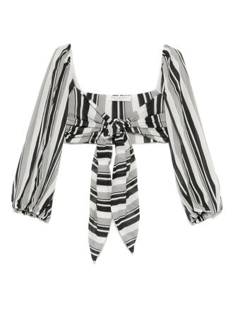 Philosophy di Lorenzo Serafini haut crop à rayures - Noir