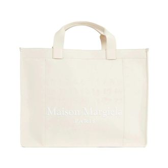 Maison Margiela Wei&szlig;e Baumwoll-Schultertasche mit Signaturmotiv - - Bags - Herren - Beige - ONE SIZE