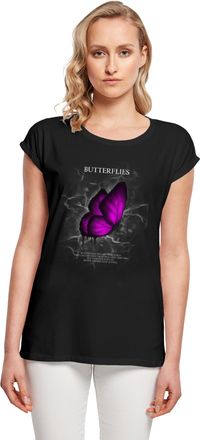 Merchcode Merchcode Womens MP0007020-Ladies Butterflies Extended Shoulder Tee T-Shirt, Black, XX-Large