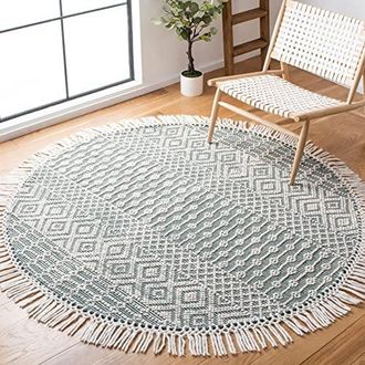 Safavieh Boho Teppich für Wohnzimmer, Esszimmer, Schlafzimmer - Natura Collection, Kurzer Flor, Grün, 183 X 183 cm