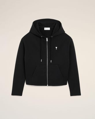 Ami Hoodie Zipp&eacute; Noir Ami De Coeur en Coton Noir - XXS - Femme
