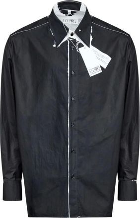 Maison Margiela Homme, Chemises, Noir, Taille: L Pointed Collar Cotton Shirt