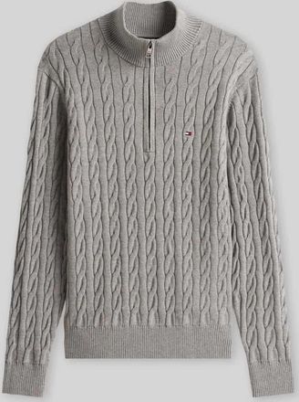 Tommy Hilfiger Regular Fit Troyer aus reiner Baumwolle mit Logo-Stitching