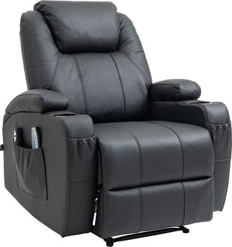 Clp Sessel Hepler Mit Massagefunktion I Verstellbare Rückenlehne Mit Fußstütze Und Getränkehalter I TV-Sessel Mit Wärmefunktion Und Remote, Farbe:schwarz,