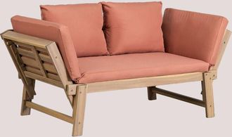 Sklum Sklum - Canapé de jardin 3 places réglable en bois dacacia Guille Rouge Tuile