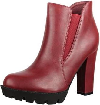 Elara Bottines Femme Bottes à la Cheville Chunkyrayan EL900 Bordeaux-37