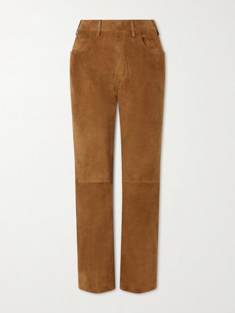 Tom Ford Pantalon Droit En Daim &Agrave; Ornement - Marron