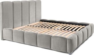 Best Mobilier Bestmobilier - Torreon - lit coffre - 180x200 - sommier inclus - en velours - gris clair