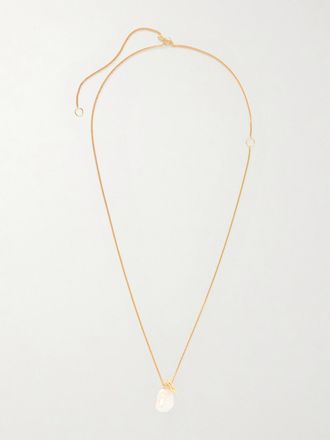 Jil Sander Goldfarbene Kette Mit Perle