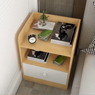 Generic Moderner Weißer Nachttisch Aus Holz Mit Schublade for Schlafzimmer, Wohnzimmer, Hotel, 14 X 8 X 19,6 - Kompakter Beistelltisch(Natural - 1 Drawer,16 L