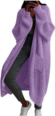 Generic Cardigan Femme en Grosses, Taille Oversize Ouvert avec Manches Ballon et Poches, Veste Longue D&eacute;contract&eacute;e Automne(Brown,XL)