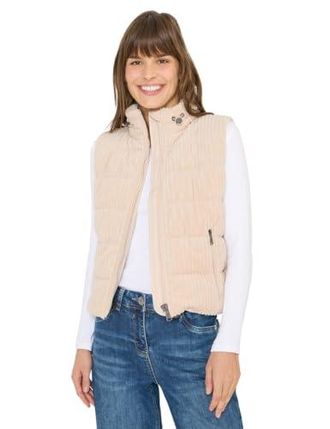 Cecil Strutumix Gilet en velours c&ocirc;tel&eacute; Beige perle Taille L
