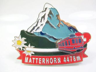 Generic Matterhorn mit Eisenbahn Schieber Schweiz Metall Magnet Souvenir Suisse